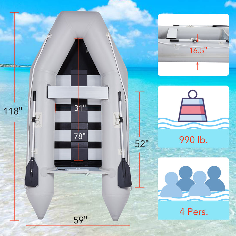 CO-Z 10-foot Dinghy - Inflatable Boat with Aluminum Floor