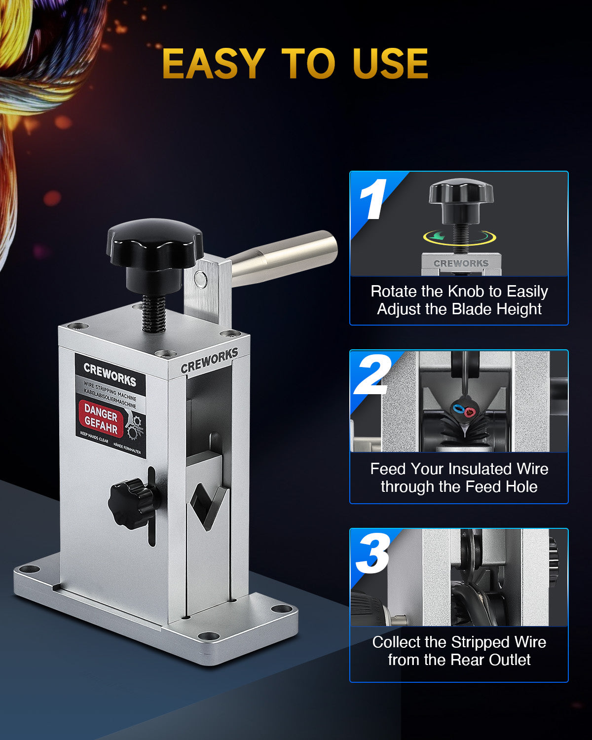 Wire Stripping Machine Drill CREWORKS Manual Wire Stripping Machine ...