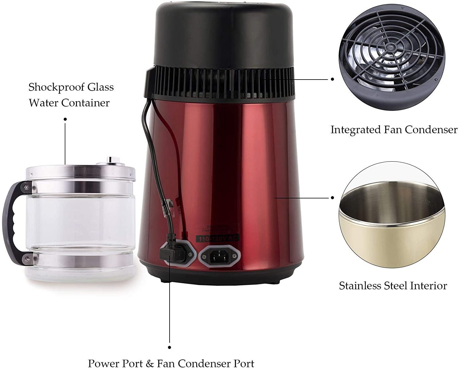 CO-Z Water Distiller, Stainless Steel Distilling Pure Water Machine